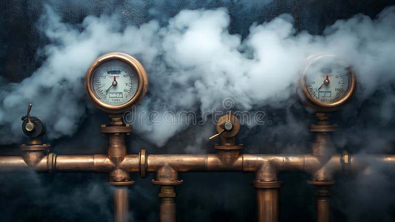 Steampunk Copper Pipe System with Steam, Gauges, and Modern Heating ...