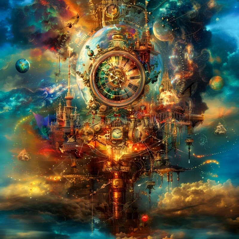 Steampunk Cosmic Clockwork Fantasy Stock Illustration - Illustration of ...