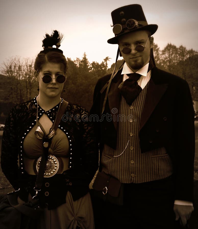 Steampunk Couple editorial stock photo. Image of steampunk - 45686003