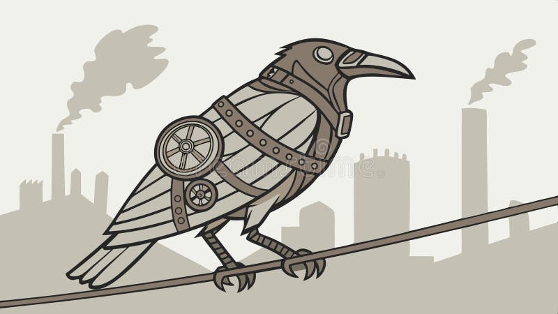 Steampunk Crow Mechanical, Fantasy Bird Design Vector Design Generative ...