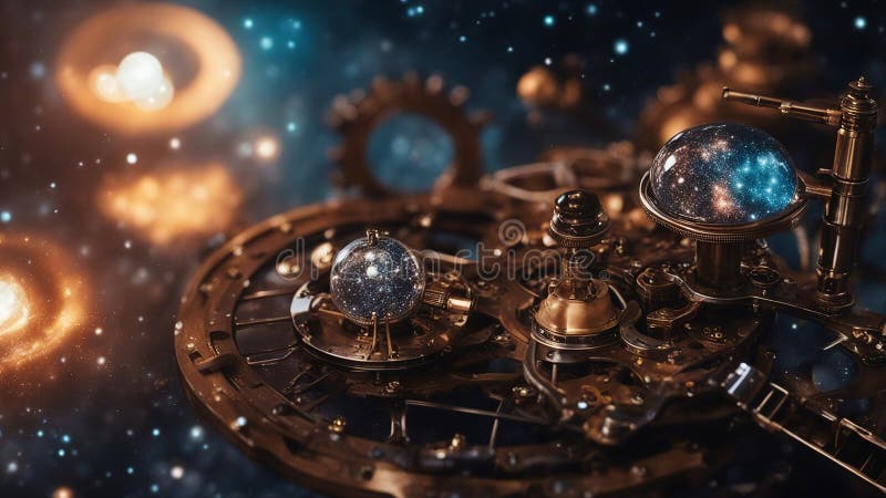 A Steampunk, Deep Space Nebula with Stars. Stock Illustration ...