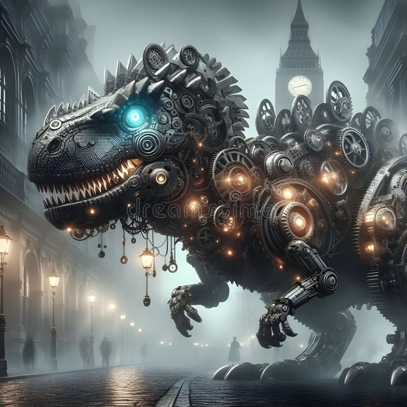 A steampunk dinosaur. stock illustration. Illustration of steampunk ...