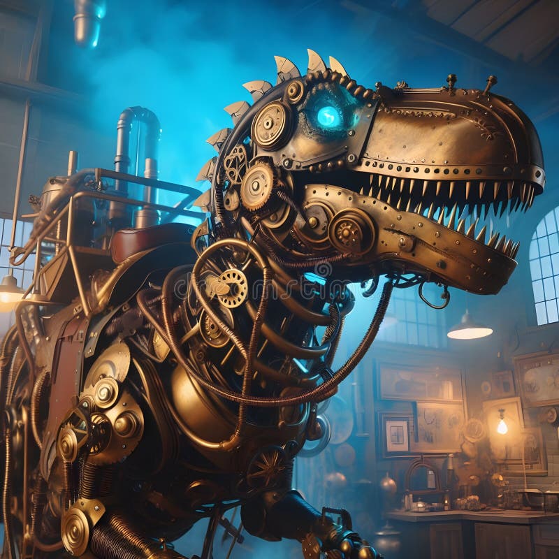 A steampunk dinosaur. stock illustration. Illustration of steampunk ...