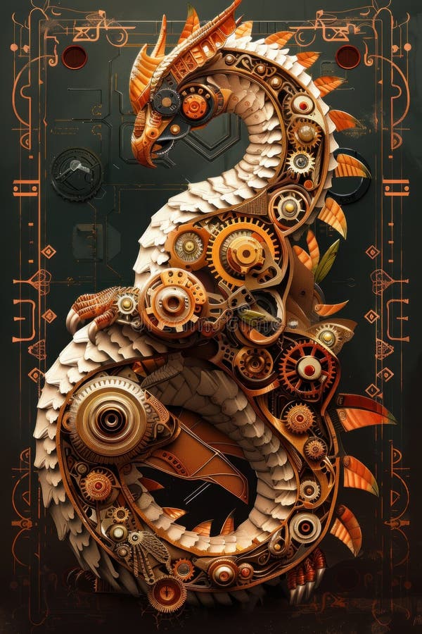 A Steampunk Dragon Made of Gears and Cogs Stock Photo - Image of ...
