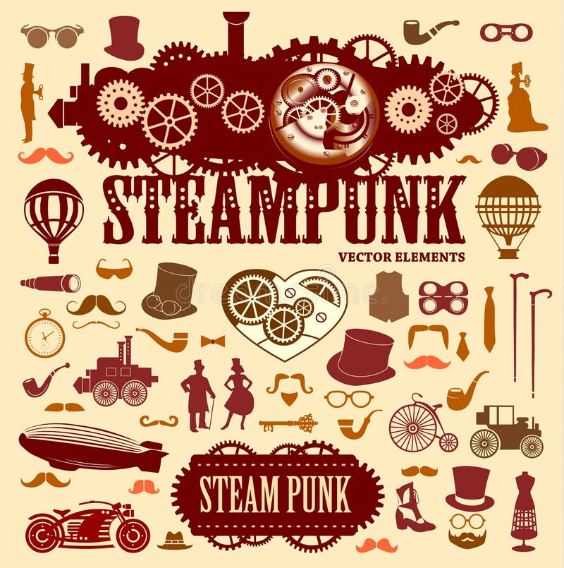 Steampunk Elements. Vector Labels and Icons. Stock Vector ...