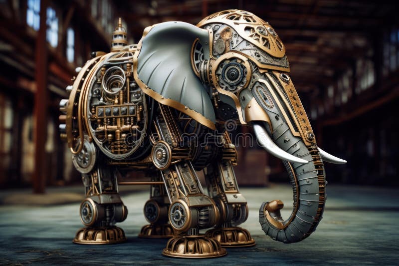 Vintage Steampunk Elephant Steam. Generate Ai Stock Illustration ...