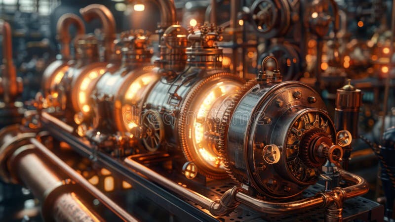 Steampunk Engine Close-up - Generative Ai Stock Illustration ...