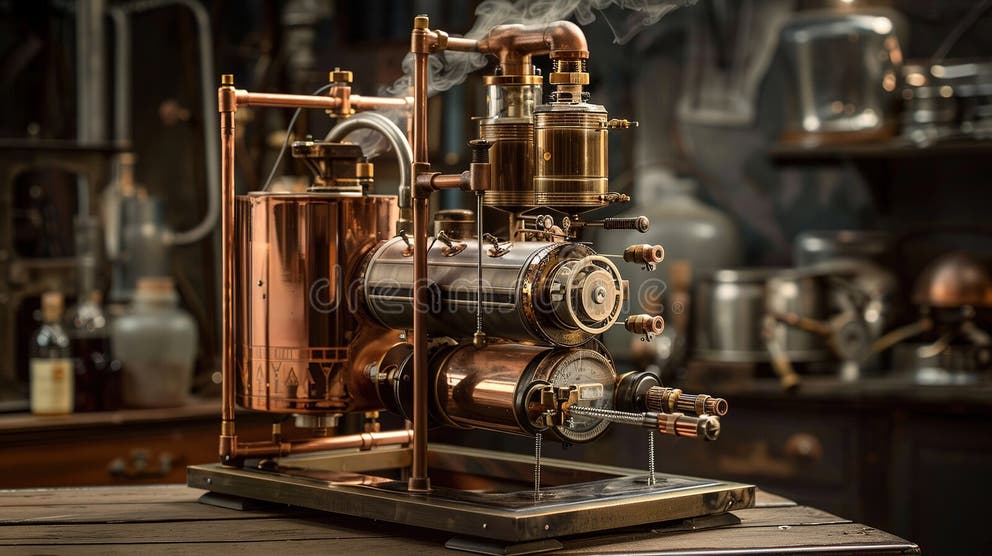 Steampunk Engine: a Marvel of Mechanical Design Stock Illustration ...