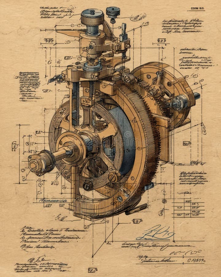 Steampunk Engineering Designs Stock Illustration - Illustration of ...