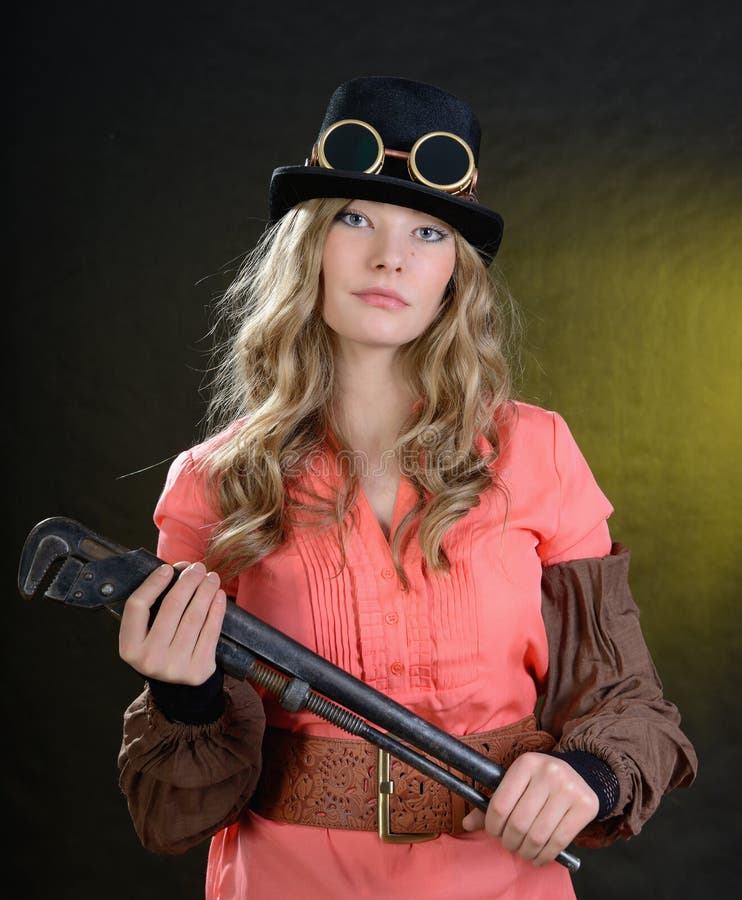 Steampunk Female. stock photo. Image of beautiful, length - 29299194