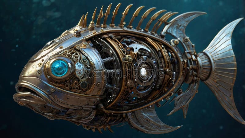 A Steampunk Fish with Intricate Gears and Cogs Stock Illustration ...