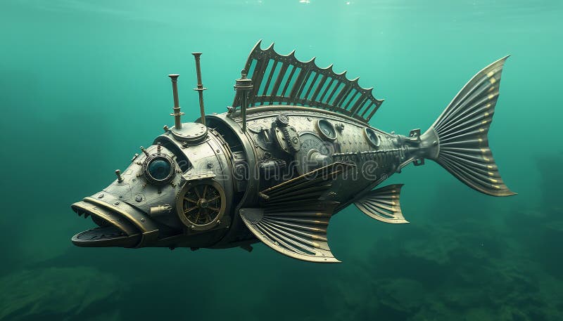 Steampunk Fish Mechanical Design Fantasy Creature Art Generative AI ...