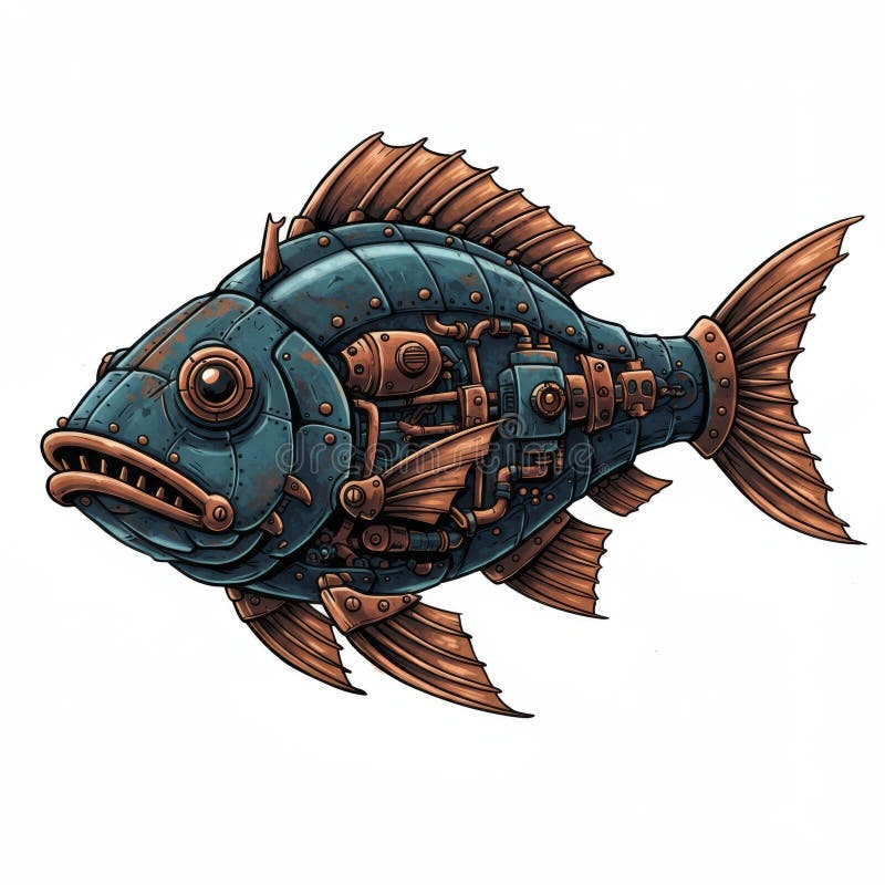 Steampunk Fish Robot Pixel Art Illustration Stock Illustration ...