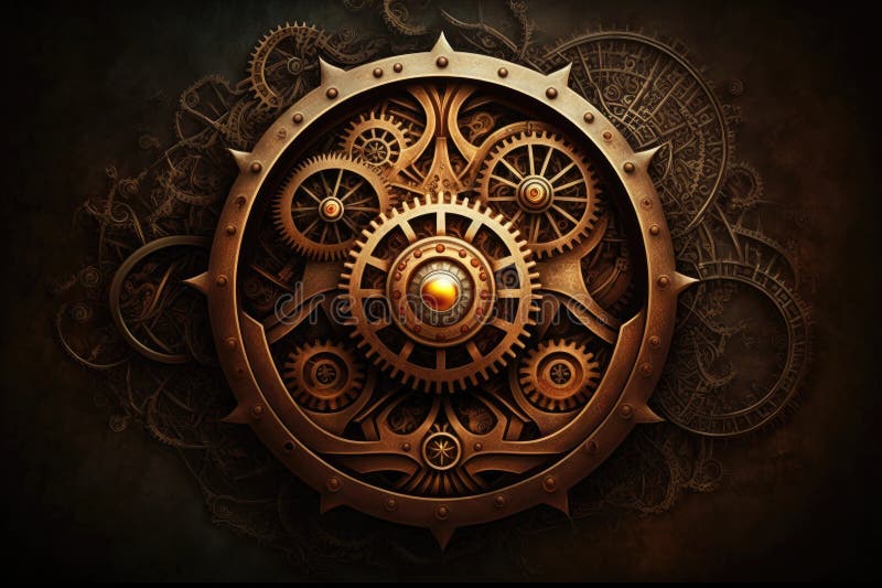Steampunk Gear Background Small Details Art Futuristic Design ...