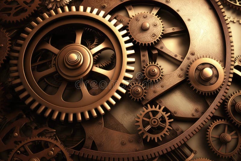Steampunk Gear Background Art Futuristic Design. Generative AI Stock ...