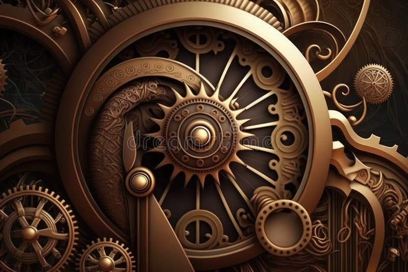 Steampunk Gear Background Small Details Art Futuristic Design ...