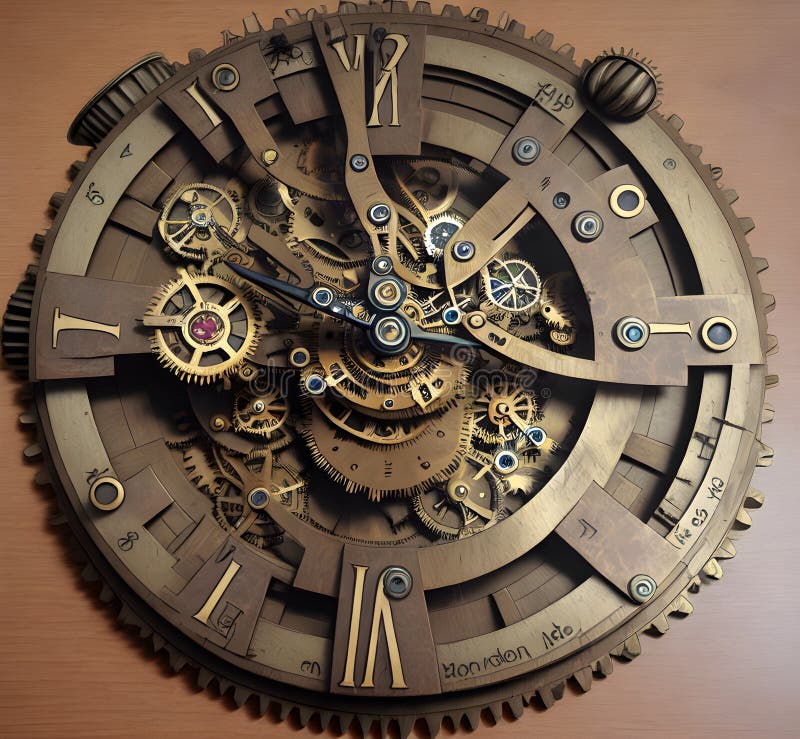 Steampunk Gear Clock, Generative AI Illustration Stock Illustration - Illustration of gear ...