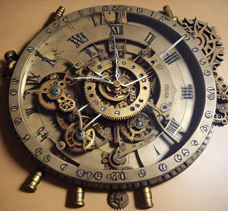 Steampunk Gear Clock, Generative AI Illustration Stock Illustration - Illustration of steam ...
