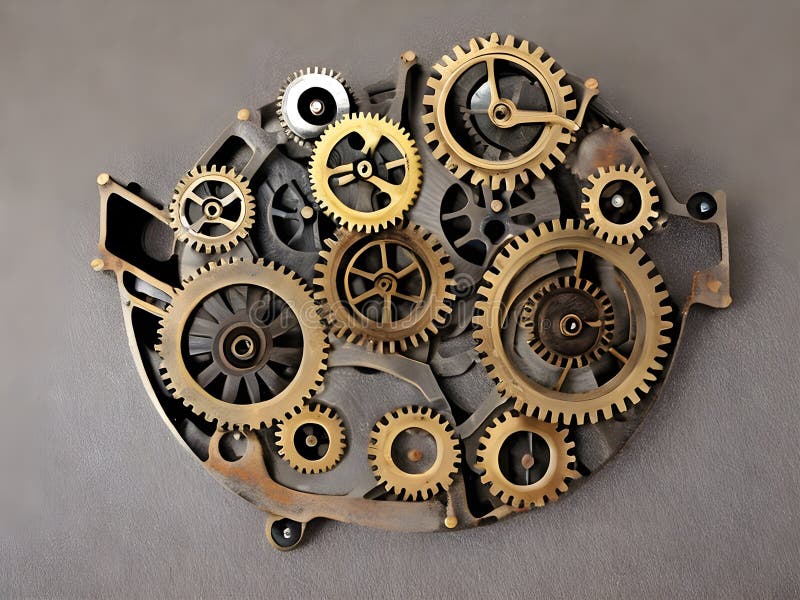 Steampunk Gear Clock, Generative AI Illustration Stock Illustration ...