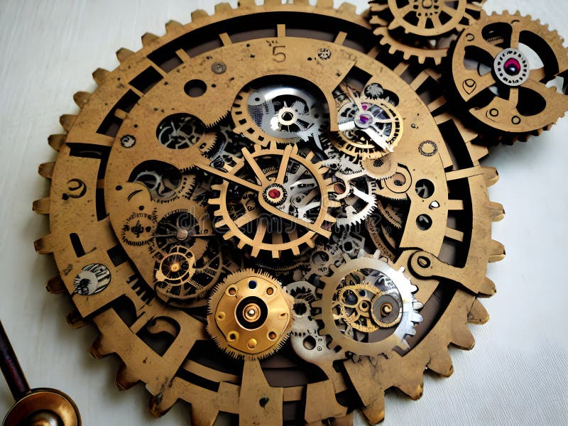 Steampunk Gear Clock, Generative AI Illustration Stock Illustration ...