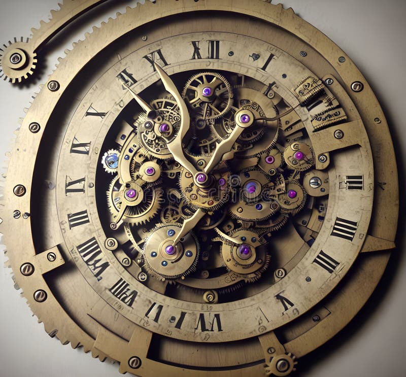 Steampunk Gear Clock, Generative AI Illustration Stock Illustration ...