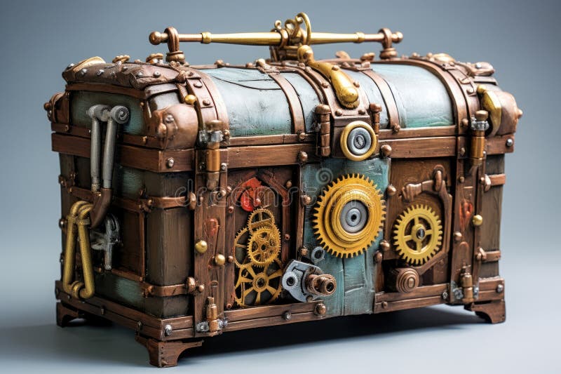 Steampunk Gear-filled Treasure with Lock Stock Illustration ...