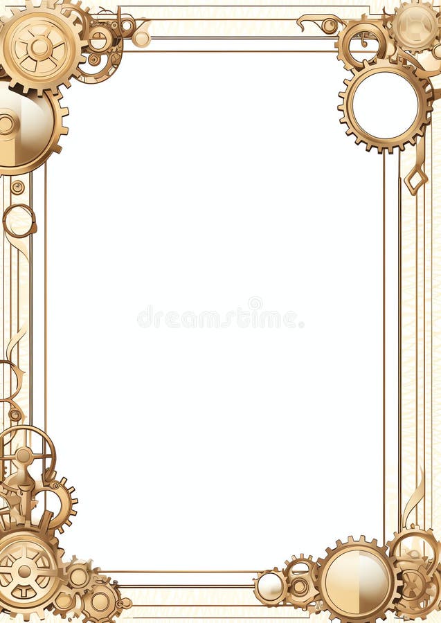 Steampunk Gear Frame Border on White Background Stock Illustration ...