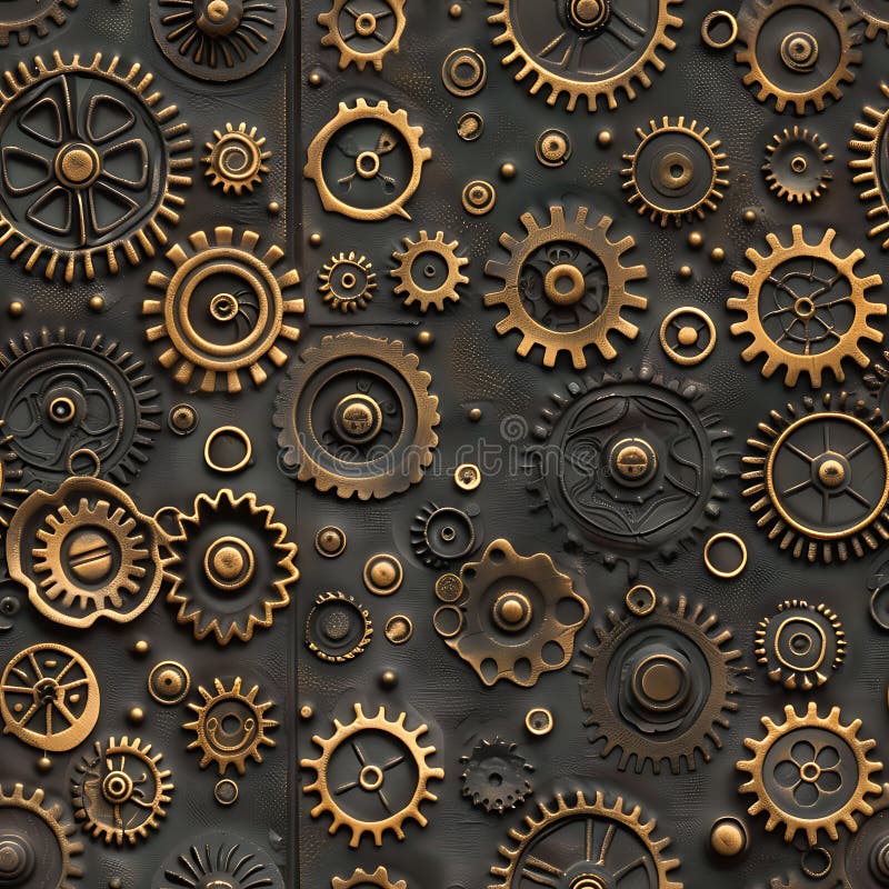 Steampunk Gear Pattern with Vintage Design Elements, Repeating Pattern ...