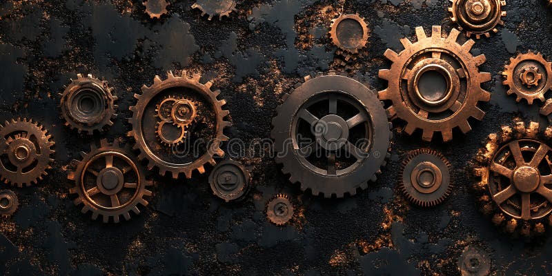 Steampunk Gears Background: Cogs and Wheels Texture Stock Illustration ...