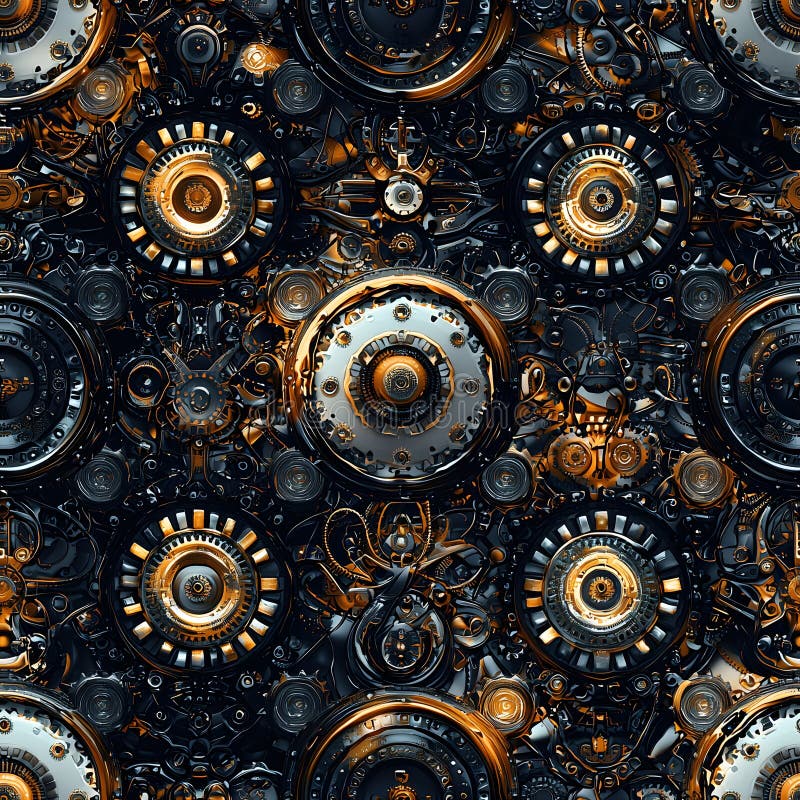Steampunk Gears and Cogs Seamless Pattern. AI Generated Stock ...
