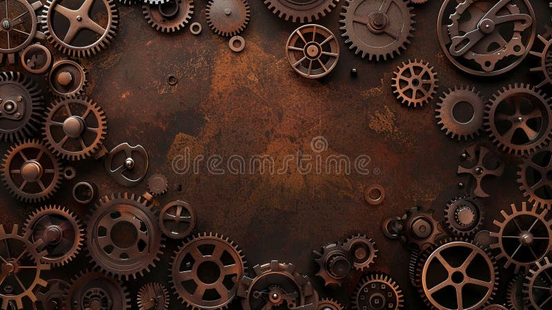 Steampunk Gears on Rusty Background Stock Illustration - Illustration ...