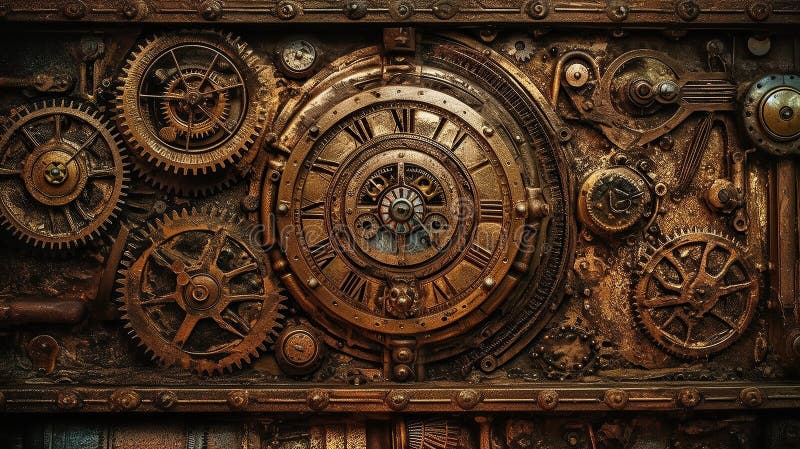 Steampunk gears texture . stock illustration. Illustration of machinery ...