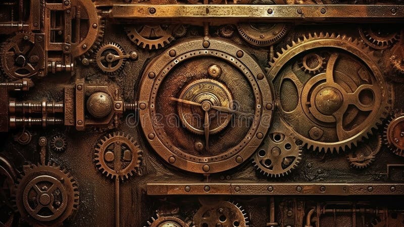 Steampunk gears texture stock illustration. Illustration of clock ...