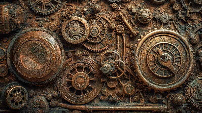 Steampunk gears texture . stock illustration. Illustration of clock ...