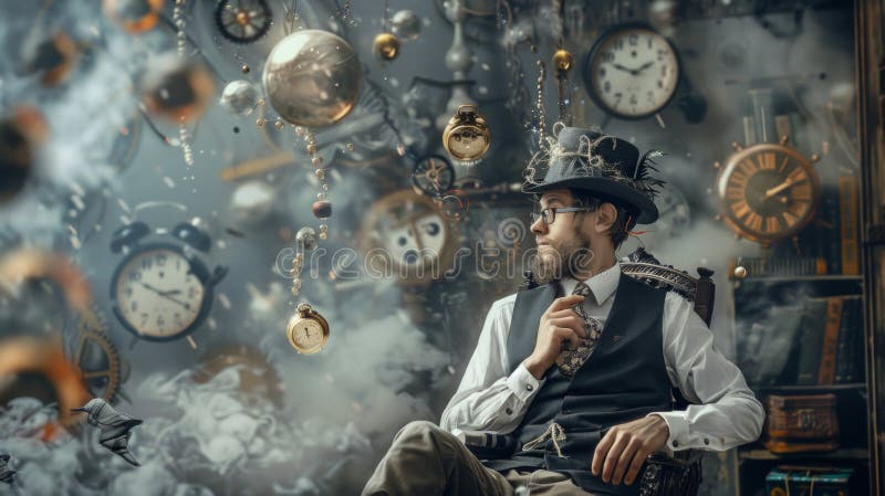 Steampunk Gentleman in Clockwork Fantasy Stock Image - Image of ...