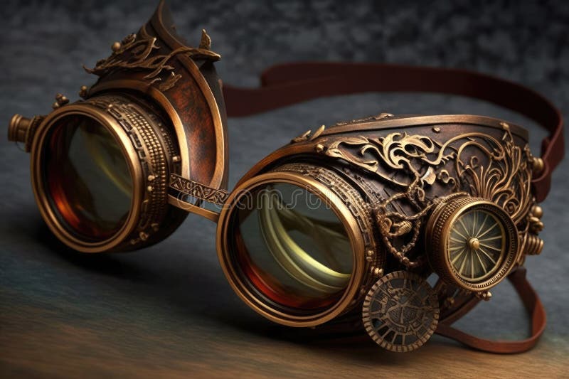 Steampunk Glasses on Gray Background. Generative AI Stock Illustration ...