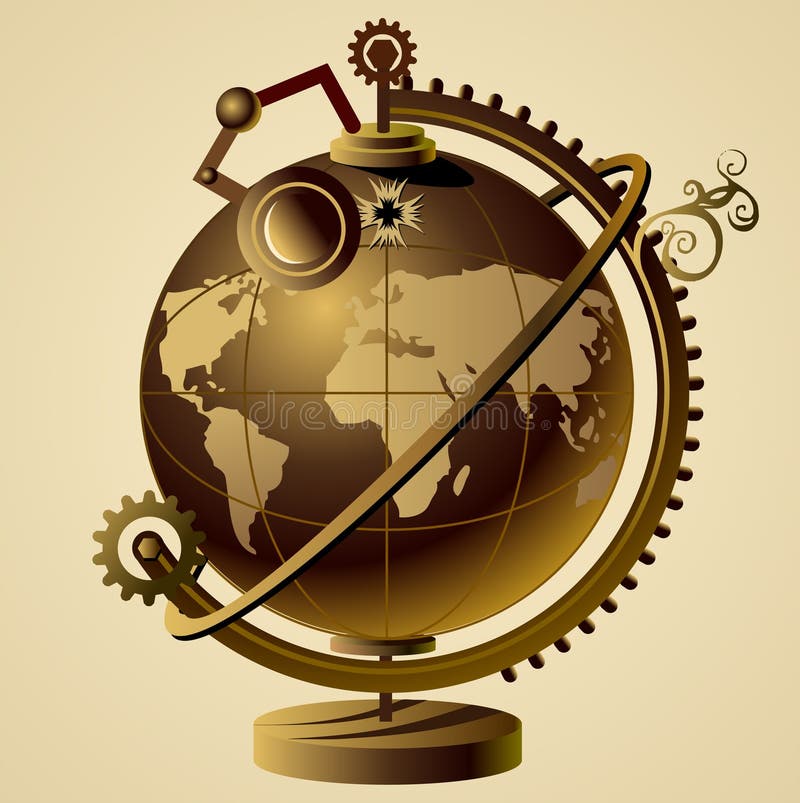 Steampunk globe stock vector. Illustration of steampunk - 29072479