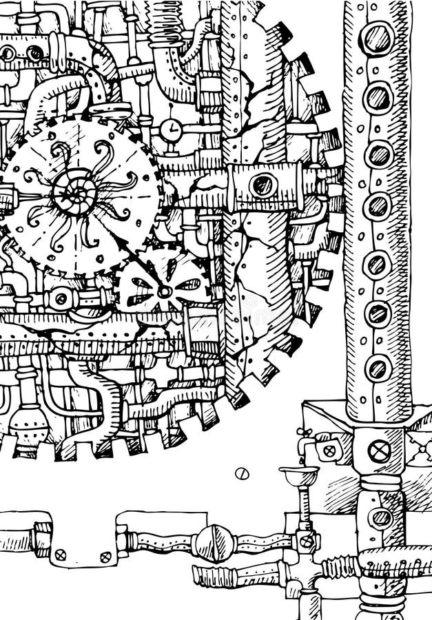 Steampunk Hand Drawn Illustration Stock Vector - Illustration of ...