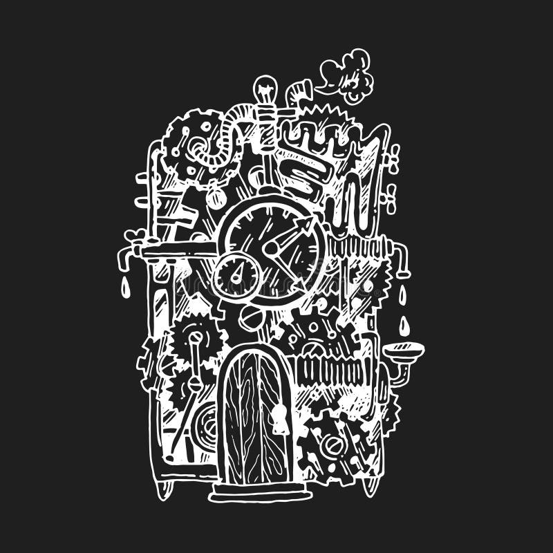 Steampunk Hand Drawn Illustration Stock Vector - Illustration of design ...
