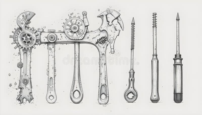 Steampunk Hand Drawn Illustration Stock Vector - Illustration of ...
