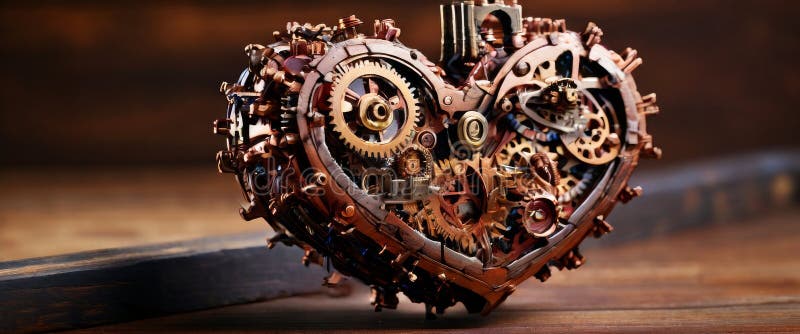 Steampunk Heart-shaped Mechanical Gears and Cogs Sculpture Stock Image ...