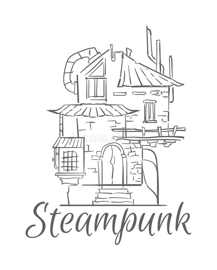 Steampunk Building Drawing