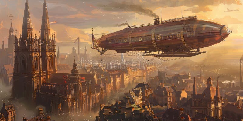 A Steampunk-inspired Airship with Omega Emblems on Its Sails Generated ...