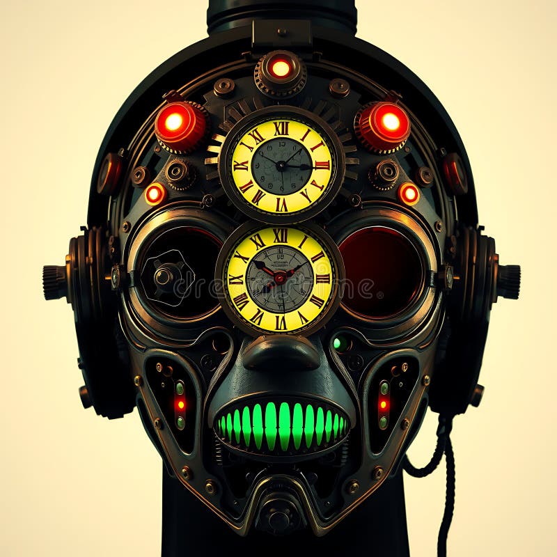 A Steampunk Inspired Clockwork Mask with Glowing Elements Stock ...