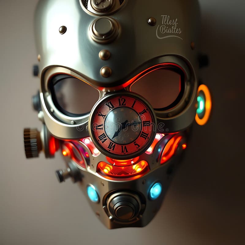 A Steampunk Inspired Clockwork Mask with Glowing Elements Stock ...
