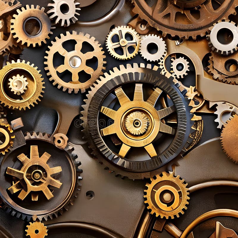 A Steampunk-inspired Digital Texture with Gears, Cogs, and Industrial ...