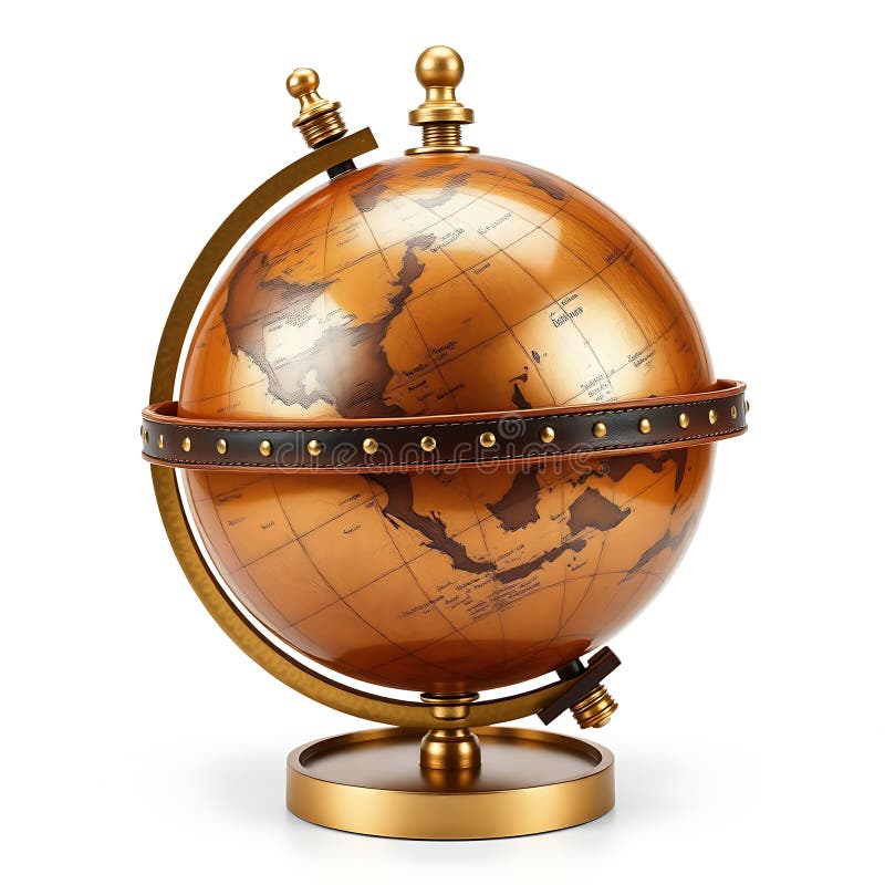 A Steampunk Inspired Globe with Brass and Leather Details Stock ...