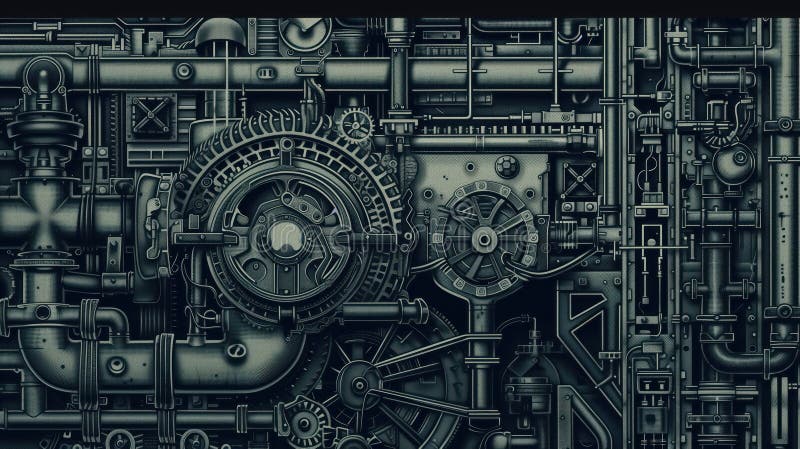 A Steampunk-inspired Industrial Background Texture Stock Illustration ...