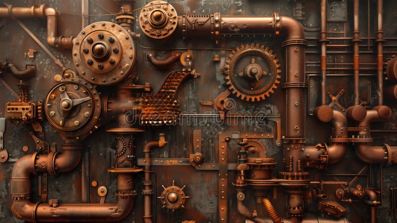A Steampunk-inspired Industrial Background Texture Stock Illustration ...
