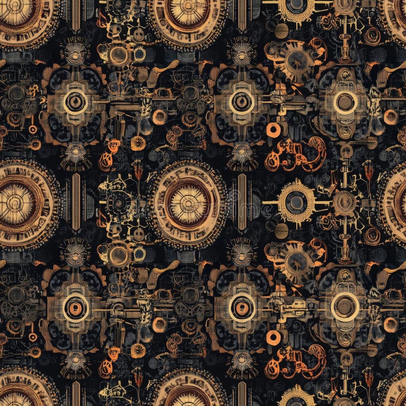 Steampunk-inspired Pattern of Mechanical Cogs and Wheels Stock Photo ...